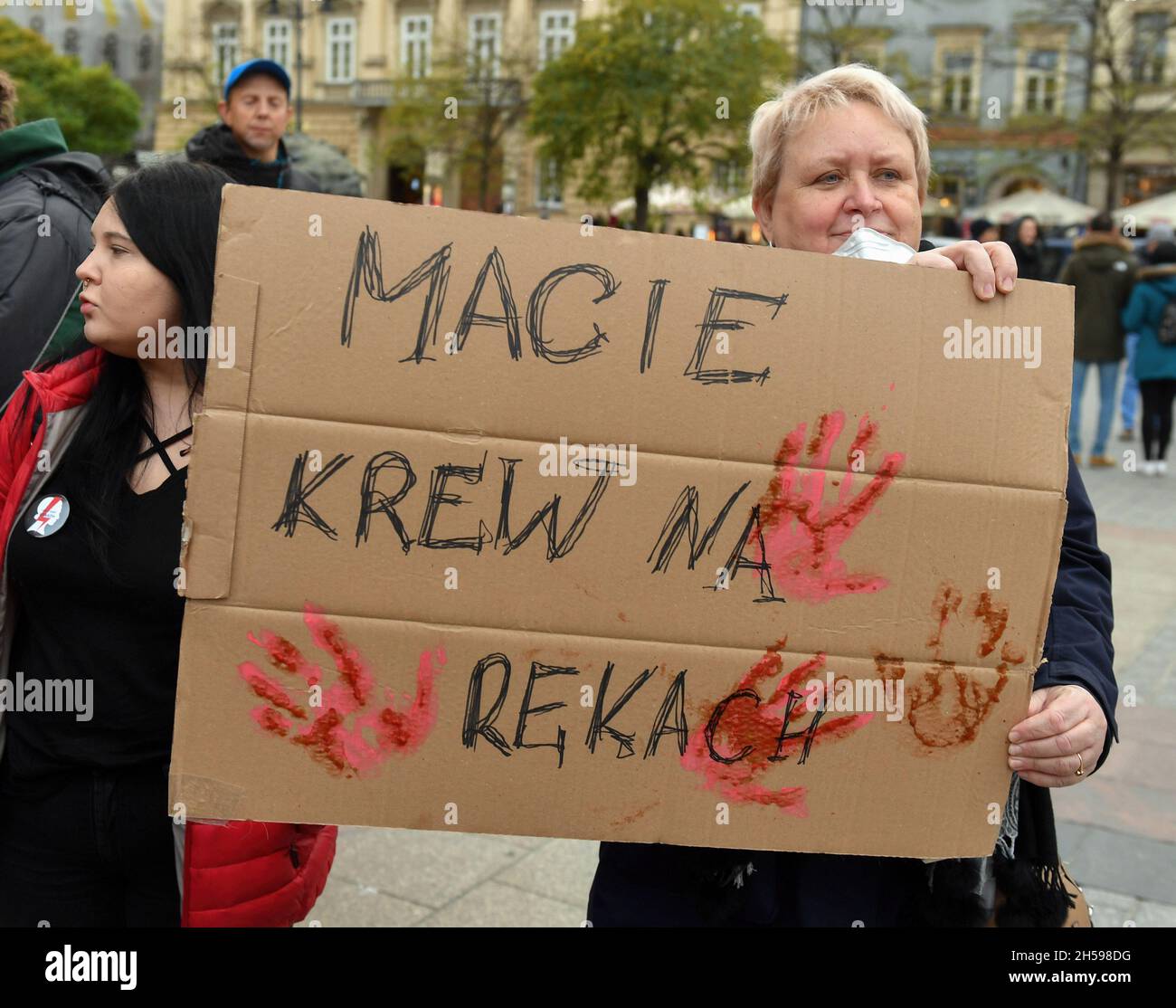Our blood your hands protest sign hi-res stock photography and images ...