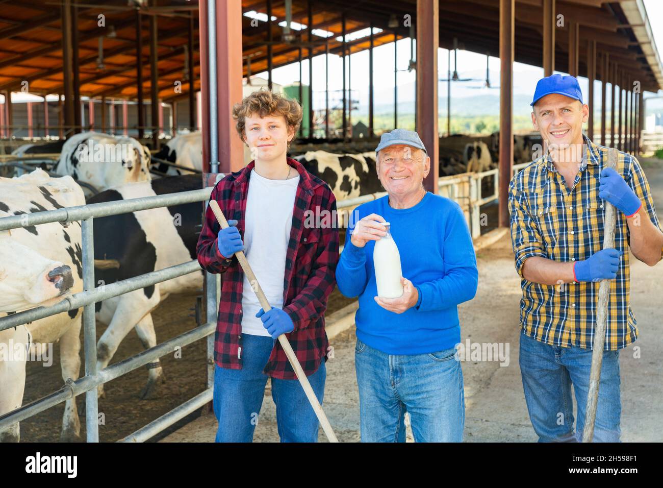 Continuity of generations - portrait of farmers of different ages ...