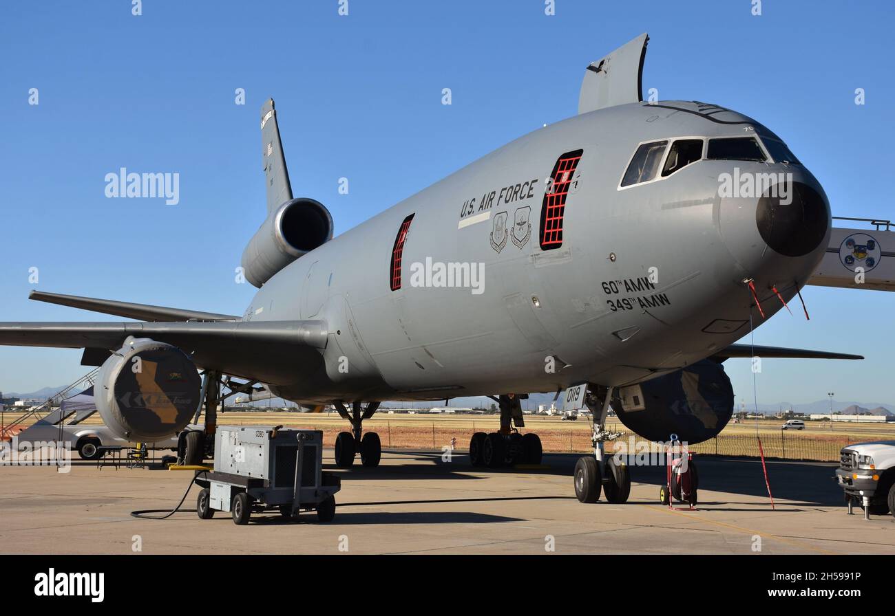 A U.S. Air Force KC-10 Extender refueler on the runway at Davis-Monthan ...
