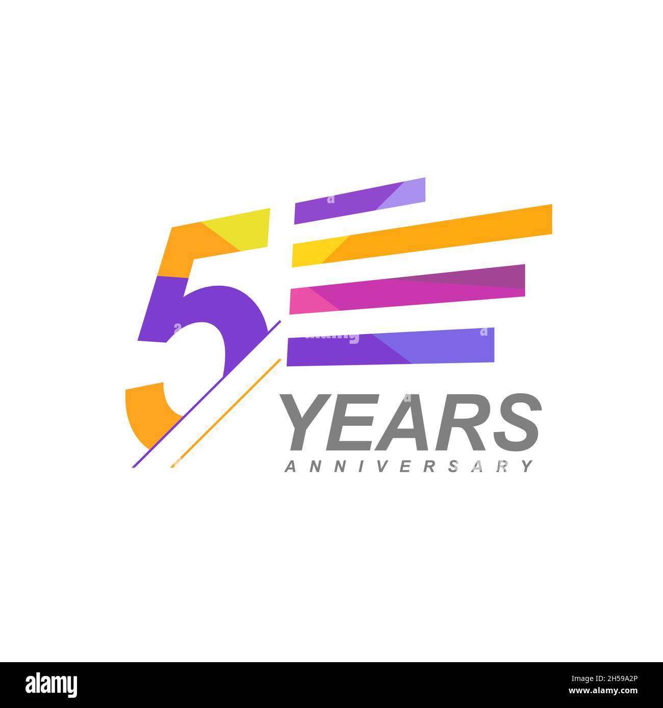 colorful 5 th birthday banner logo design. Five years anniversary badge ...