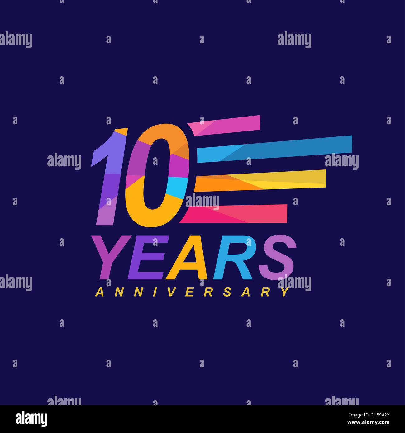 colorful 10 th birthday banner logo design. ten years anniversary badge ...
