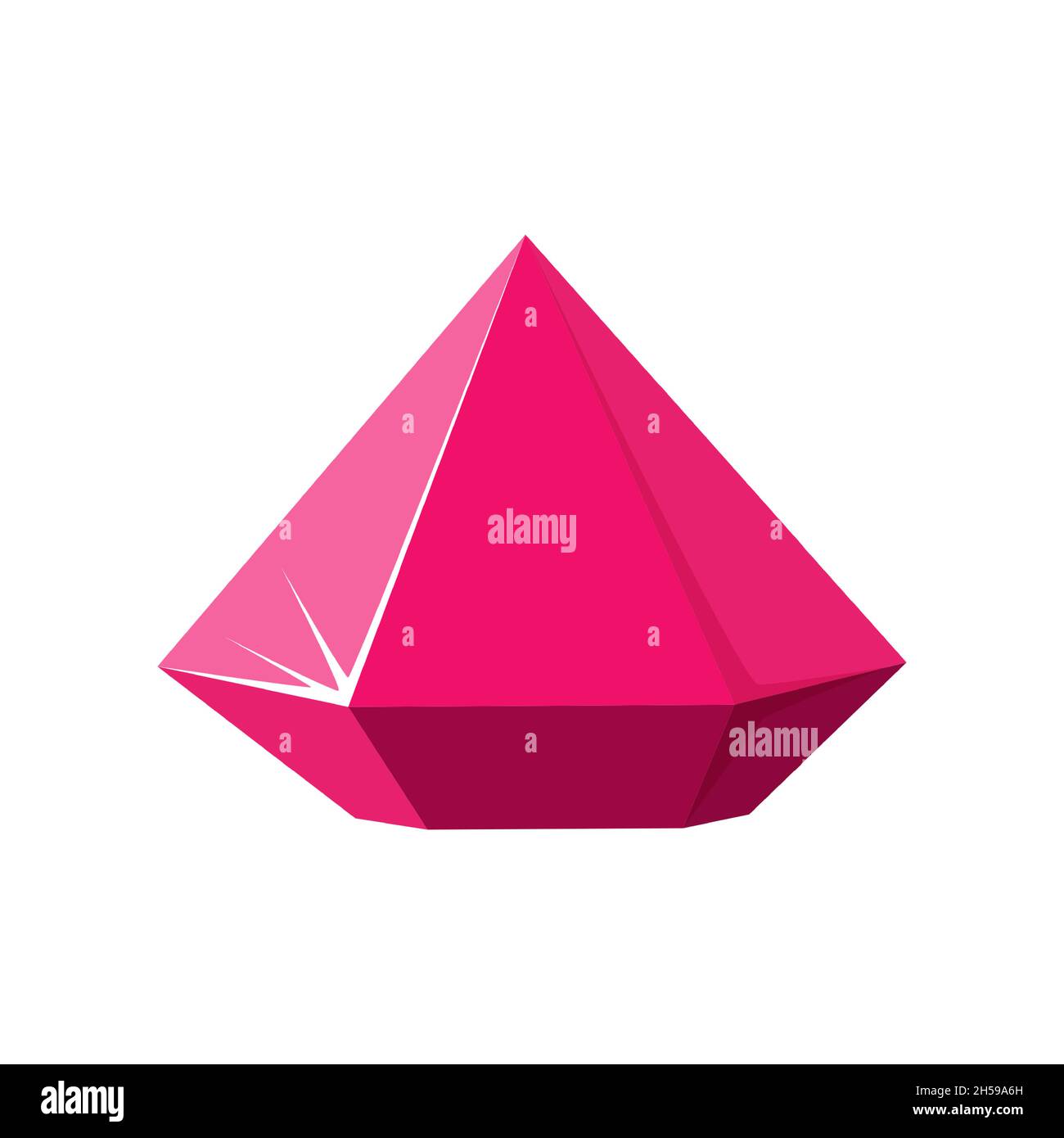 Hexagon red gemstone. Ruby side view. Cartoon vector illustration Stock ...