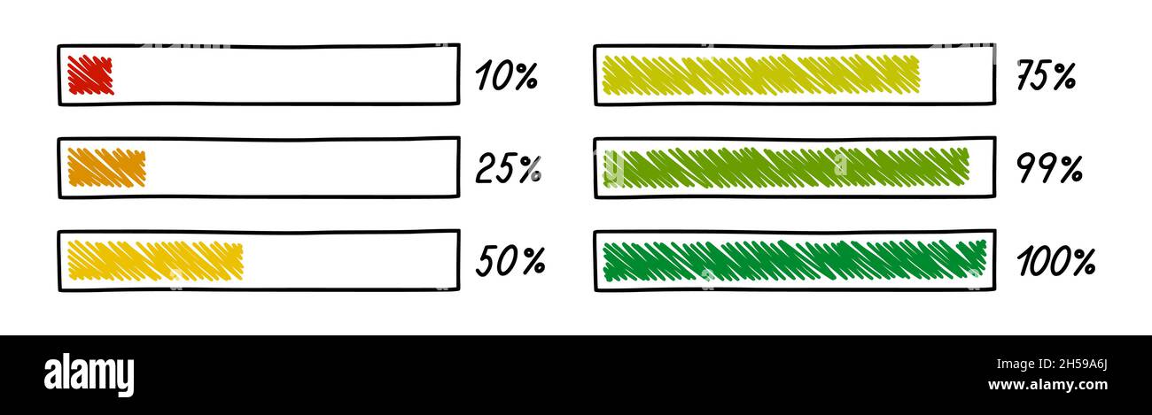 Progress loading bar. Infographics design element with status of completion. Hand drawn vector ...