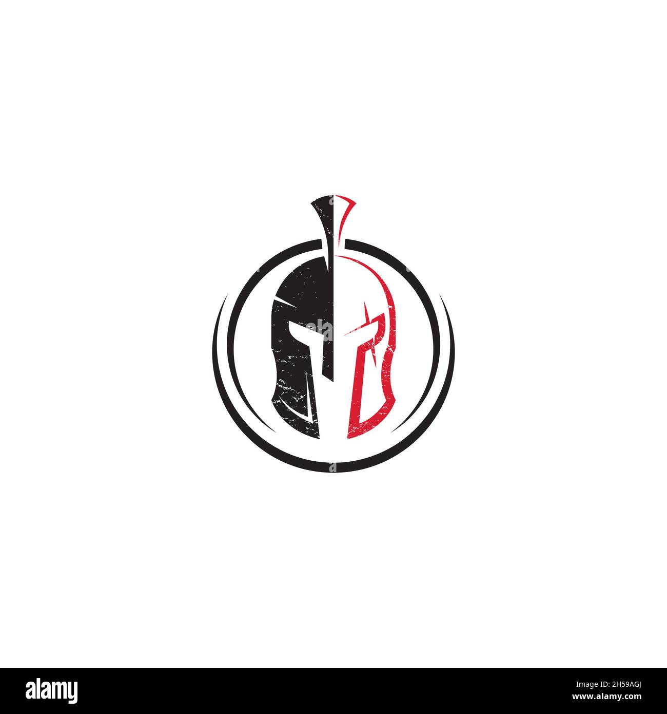 vector illustration. a logo with a coin shape concept with a spartan ...