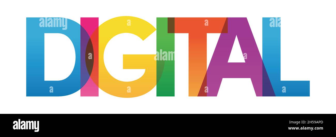 Colored rainbow text. The word DIGITAL. Technologic concept. Vector ...