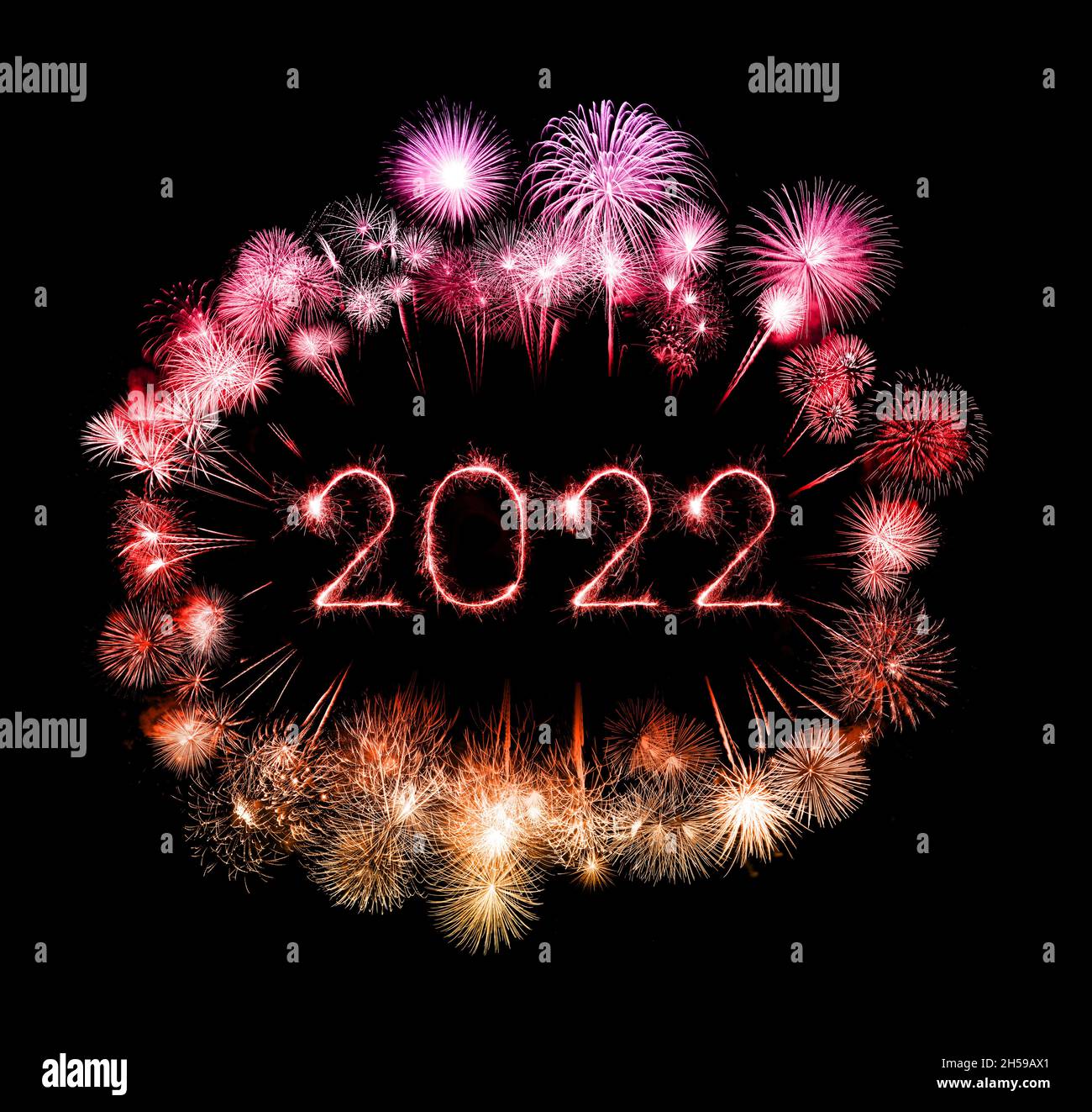 2022 happy new year fireworks written sparkling sparklers at night ...
