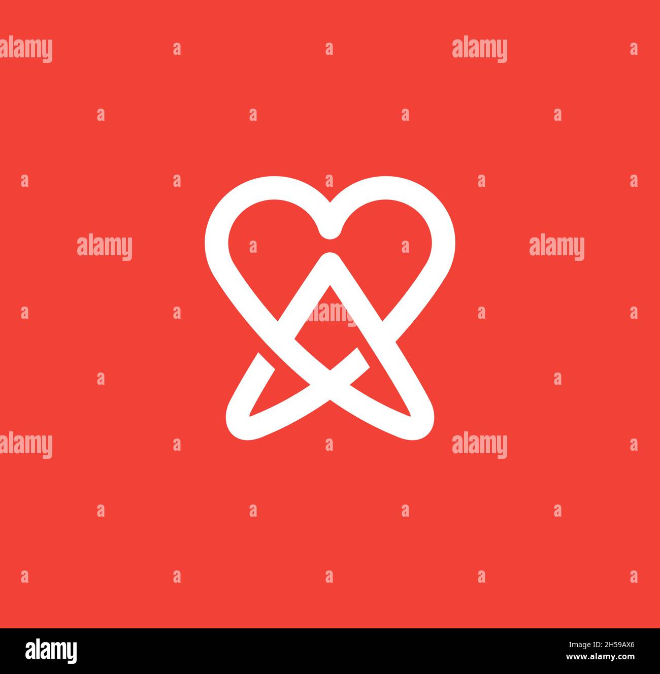 Simple and Clean illustration Logo initial Mono line A with heart ...