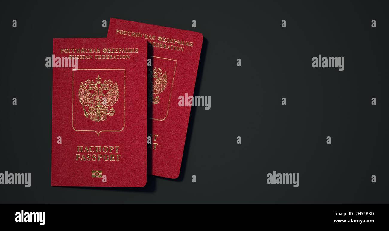 Russia passport. Passport from different countries with dark ...