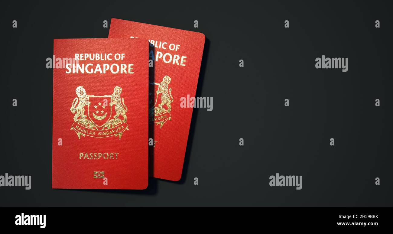 Singapore passport. Passport from different countries with dark ...