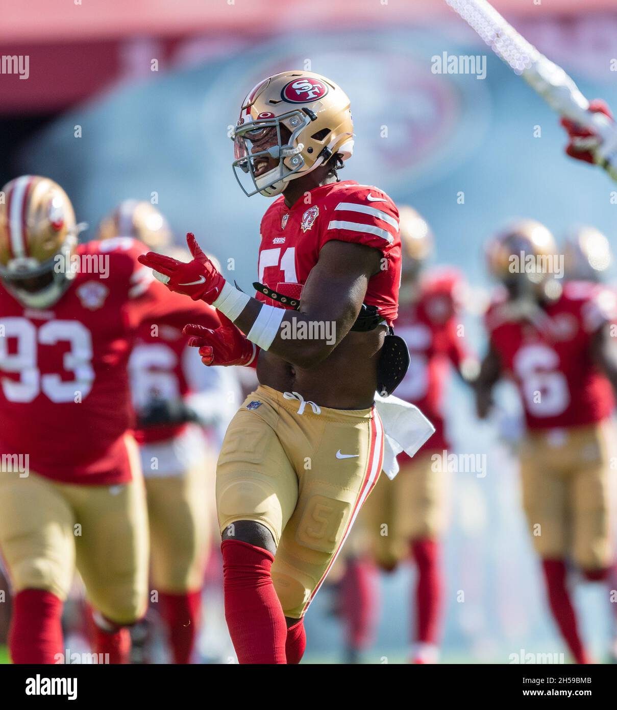 November 07, 2021: San Francisco 49ers linebacker Azeez Al-Shaair (51 ...