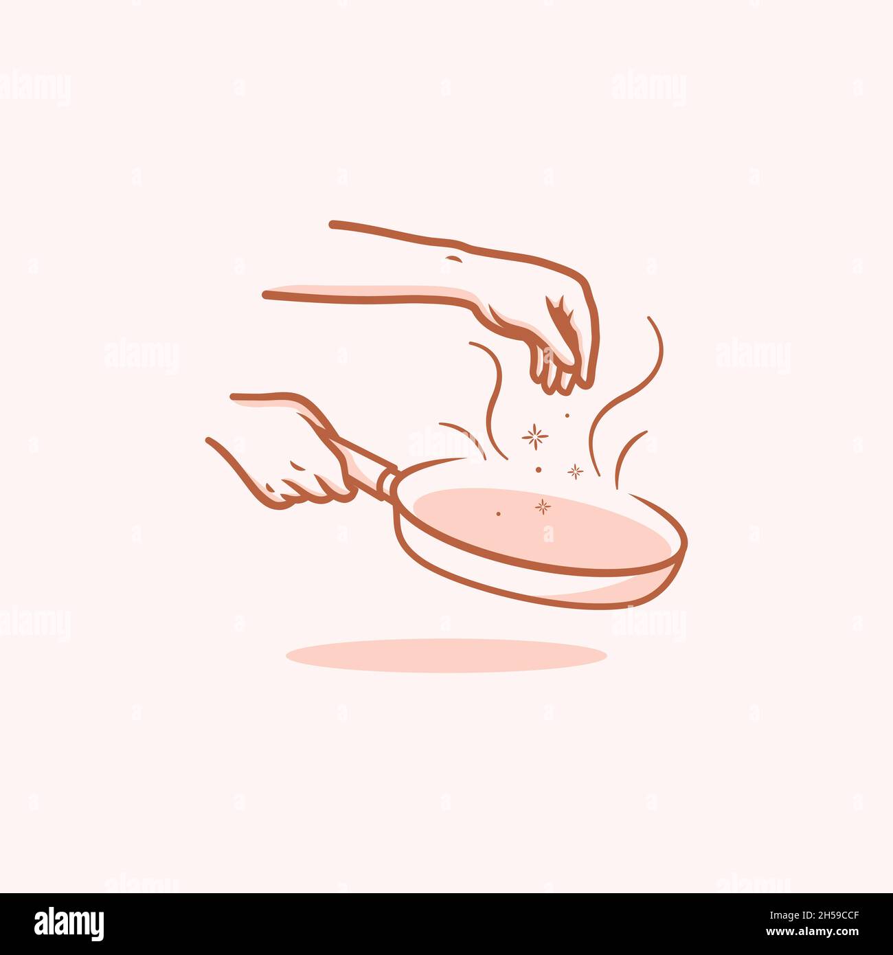 elegant, modern vintage logo with the shape of someone cooking Stock ...