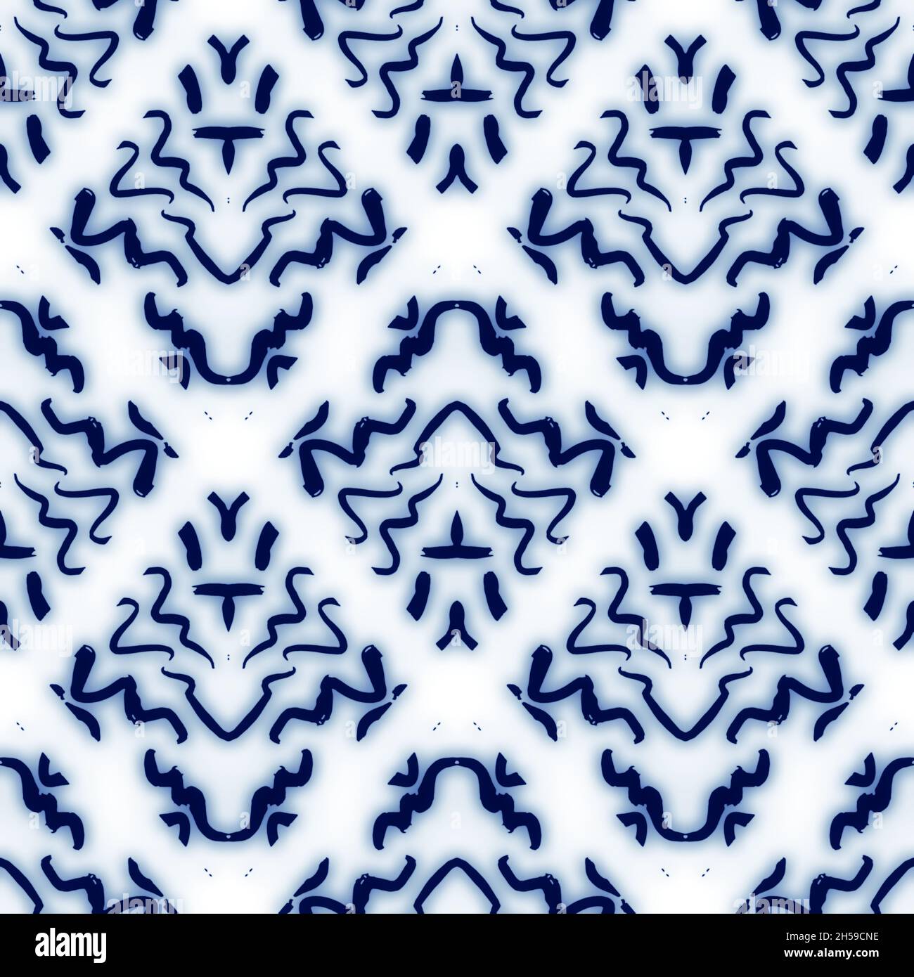 Seamless blue and white ceramic tile ornate damask pattern for surface ...