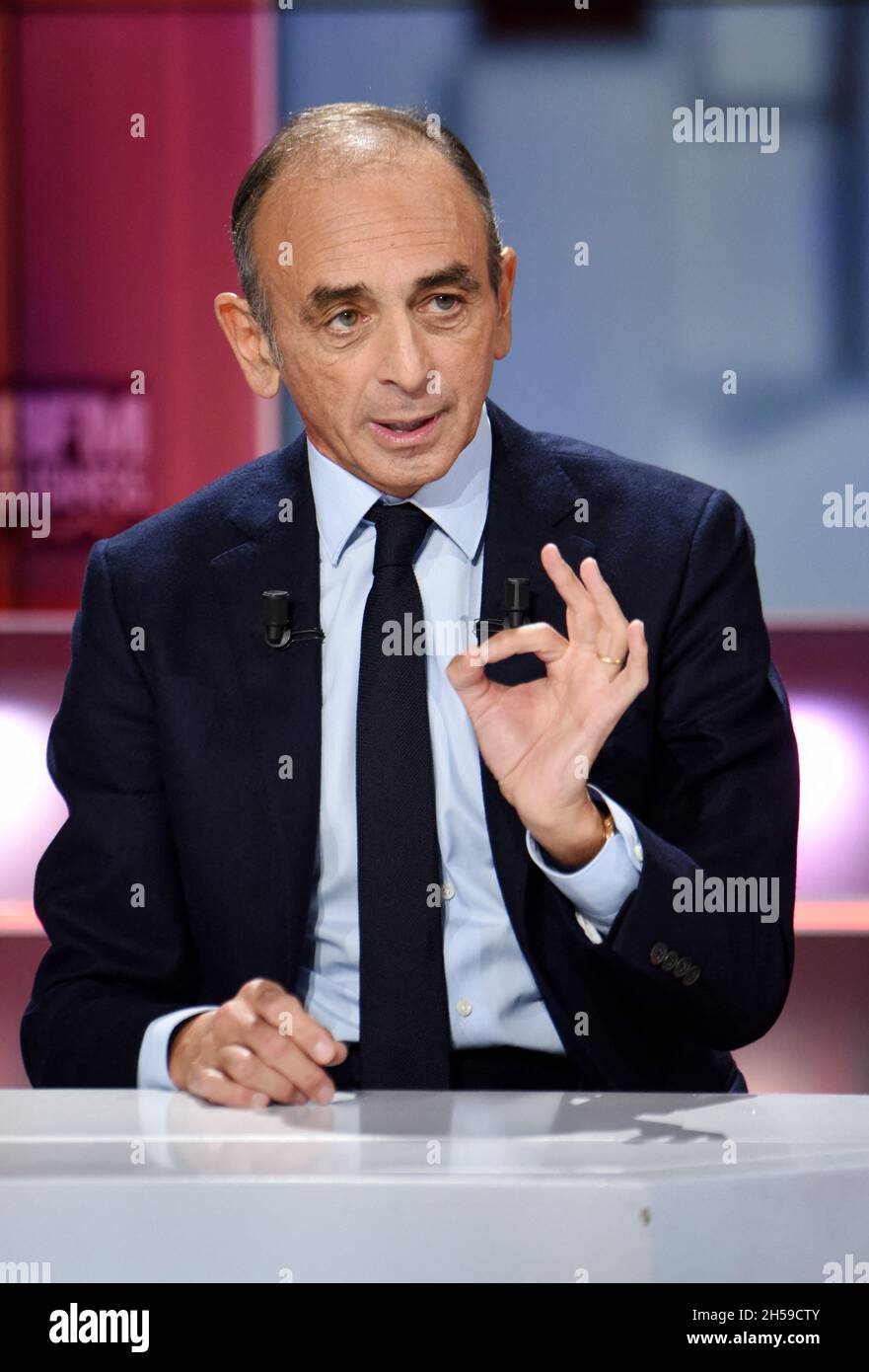 Hard-right political talk-show star Eric Zemmour is interviewed on BFM ...