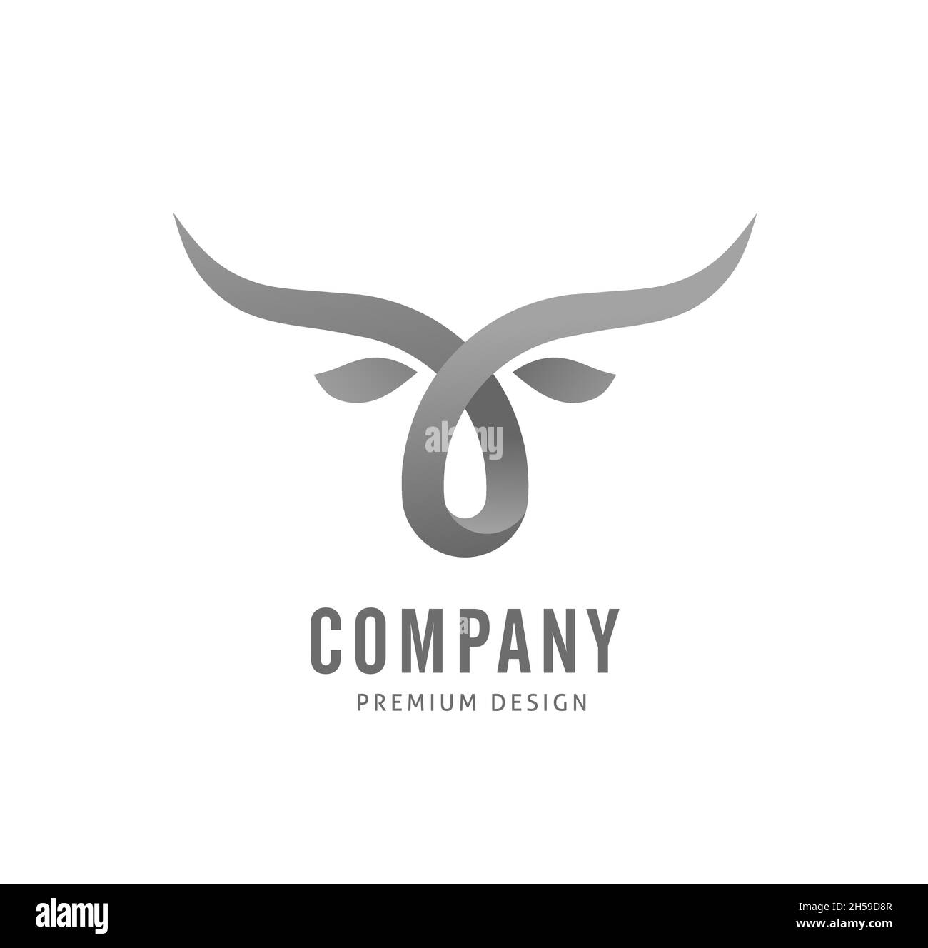 abstract simple Bull head vector logo concept illustration, Buffalo ...
