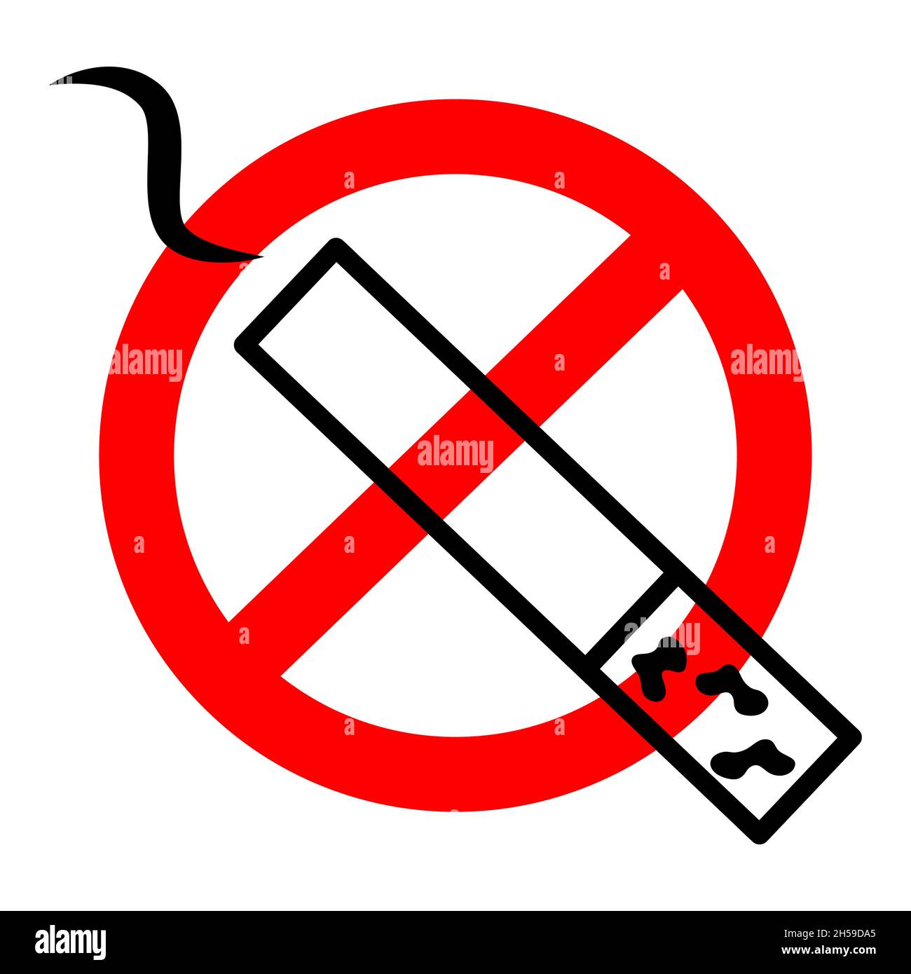 Vector monochrome illustration of No smoking cigarette logo Simple ...