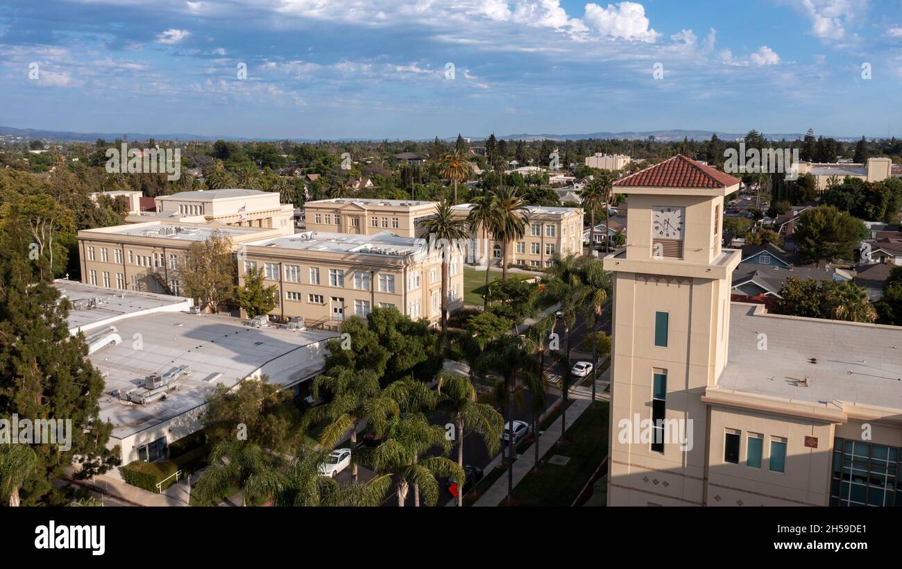 Daytime aerial view of the historic skyline of the city of Orange ...