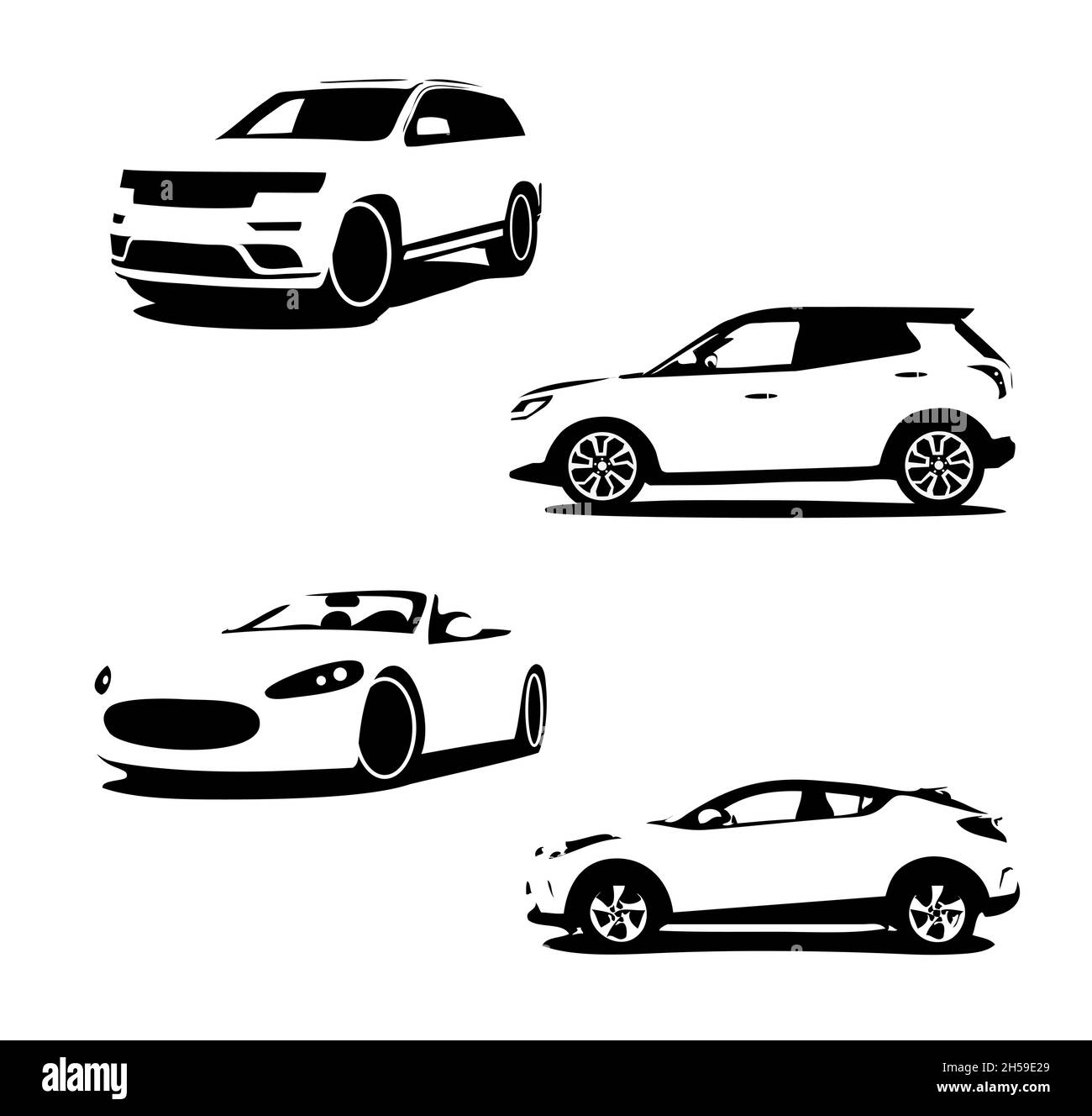 collection of car vector silhouette illustration, Automotive Car ...