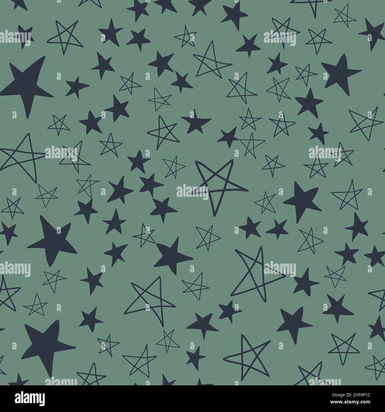 Seamless pattern, star starfall, green marsh design vector illustration ...