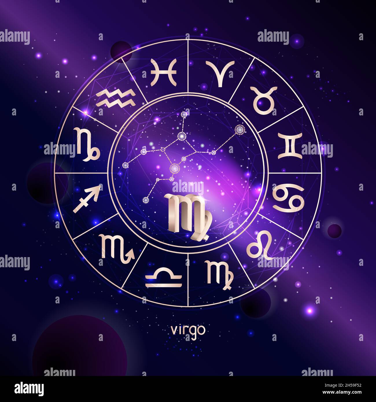 Zodiac sign virgo 3d illustration Stock Vector Images - Alamy
