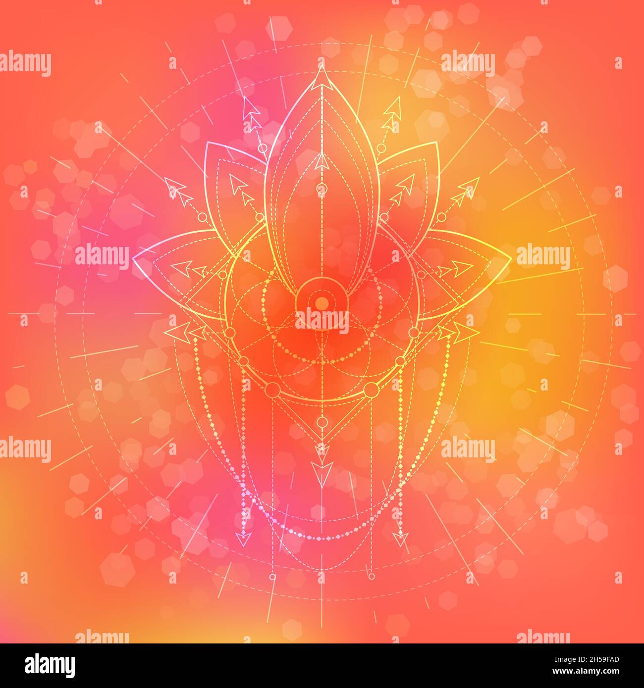 Vector illustration of mystic symbol Lotus on abstract background ...