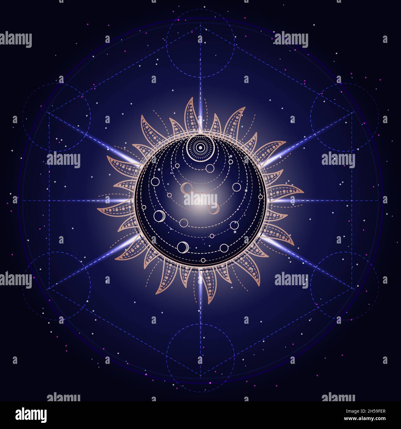 Vector illustration of Sacred or mystic symbol on abstract background ...