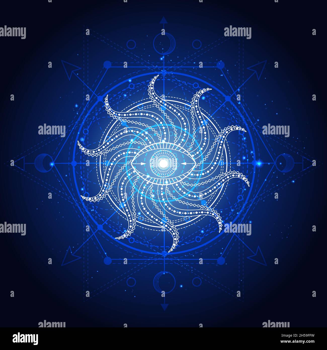 Vector illustration of Sacred or mystic symbol on abstract background ...