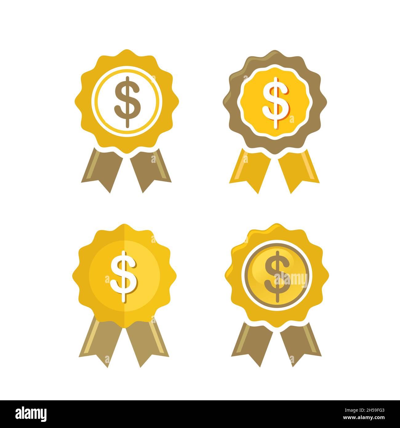 dollar sign seal vector ,Flat icon design of a ribbon award badge with ...