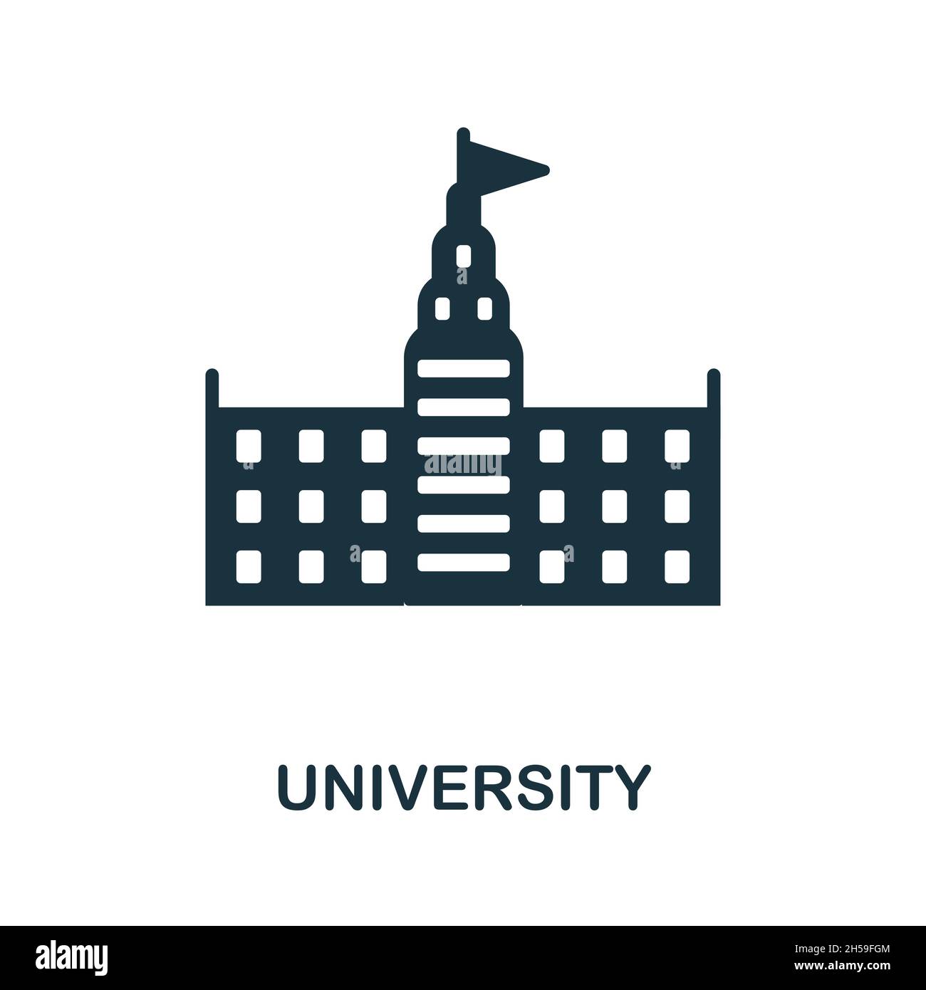University icon. Monochrome sign from university collection. Creative ...
