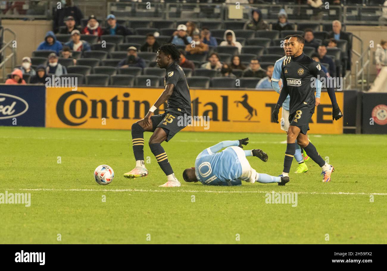 New York, NY - November 7, 2021: Maxi Moralez (10) of NYCFC fouled ...