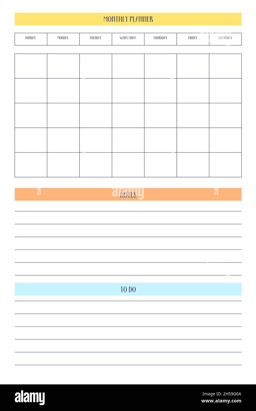 monthly personal planner diary template in classic strict style with ...