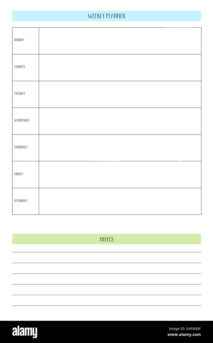 weekly personal planner diary template in classic strict style with ...