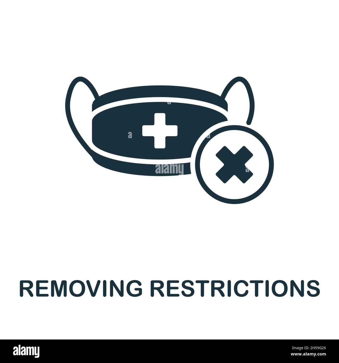Removing Restrictions icon. Monochrome sign from vaccination collection ...