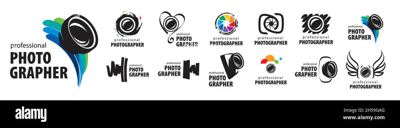 A set of vector logos for the photographer on a white background Stock ...
