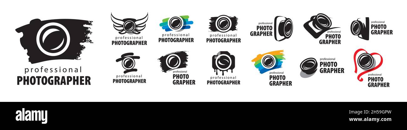 A set of vector logos for the photographer on a white background Stock ...