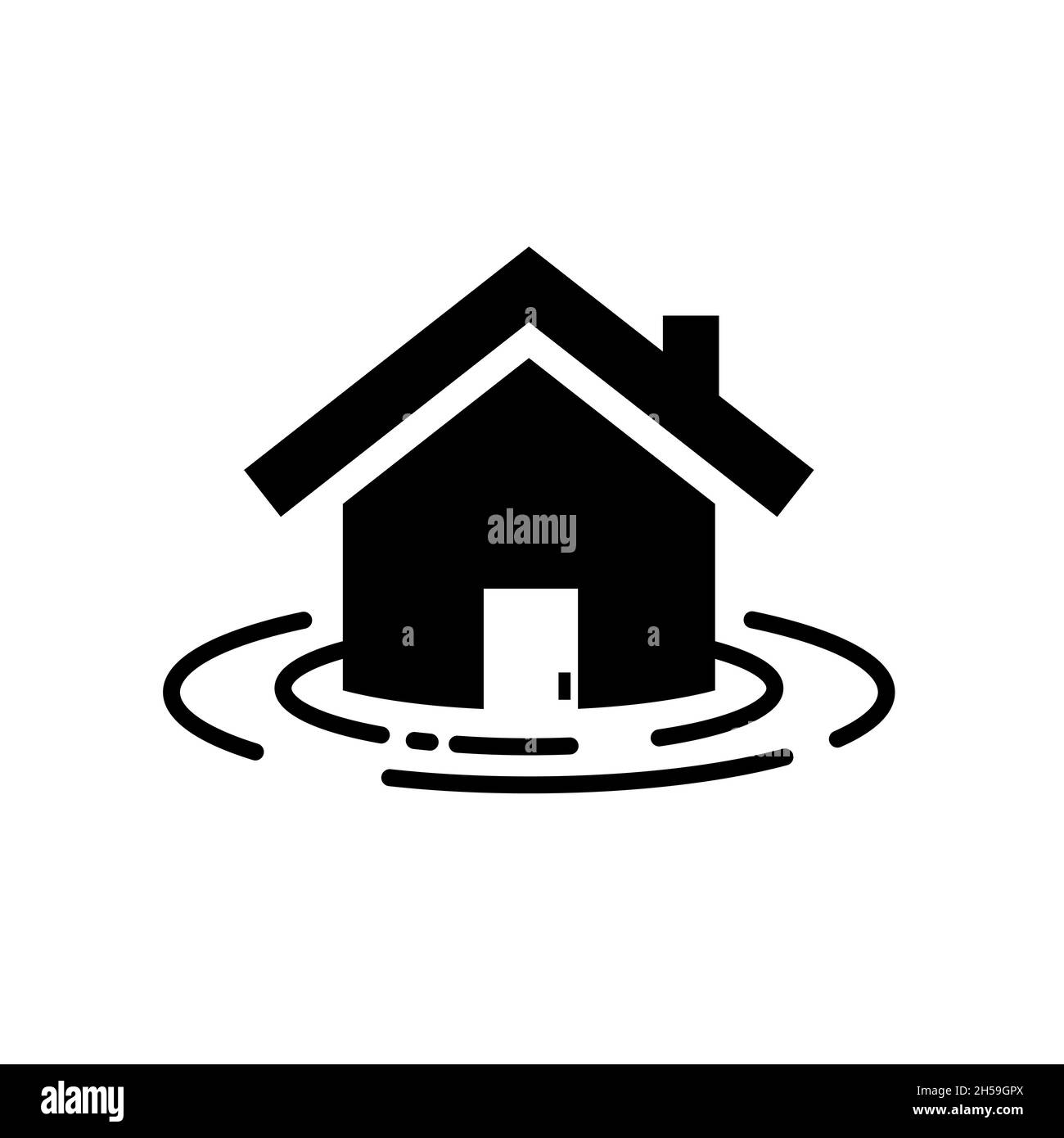 flooding house icon illustration vector on white background Stock ...