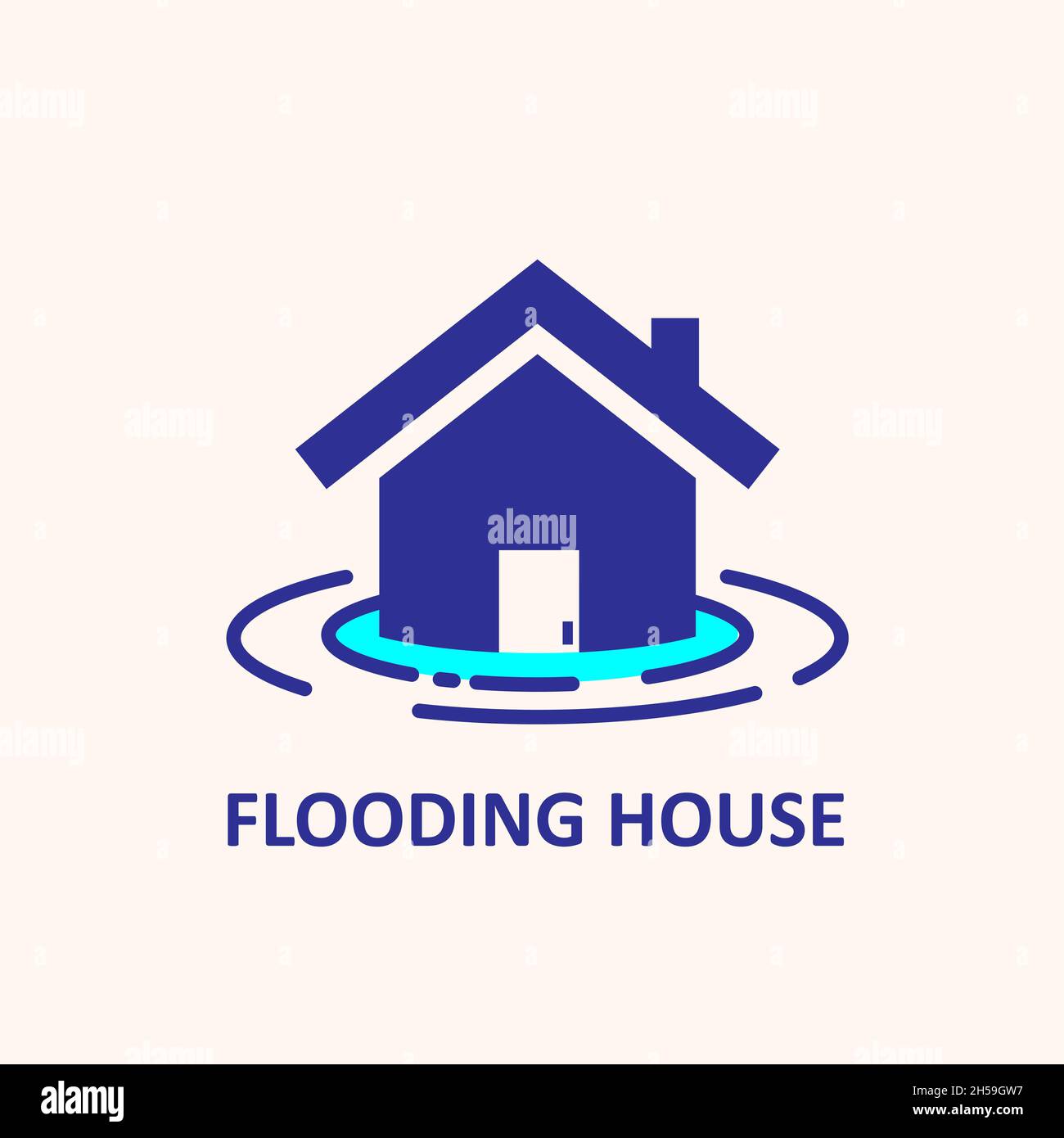flooding house icon illustration vector on white background Stock ...