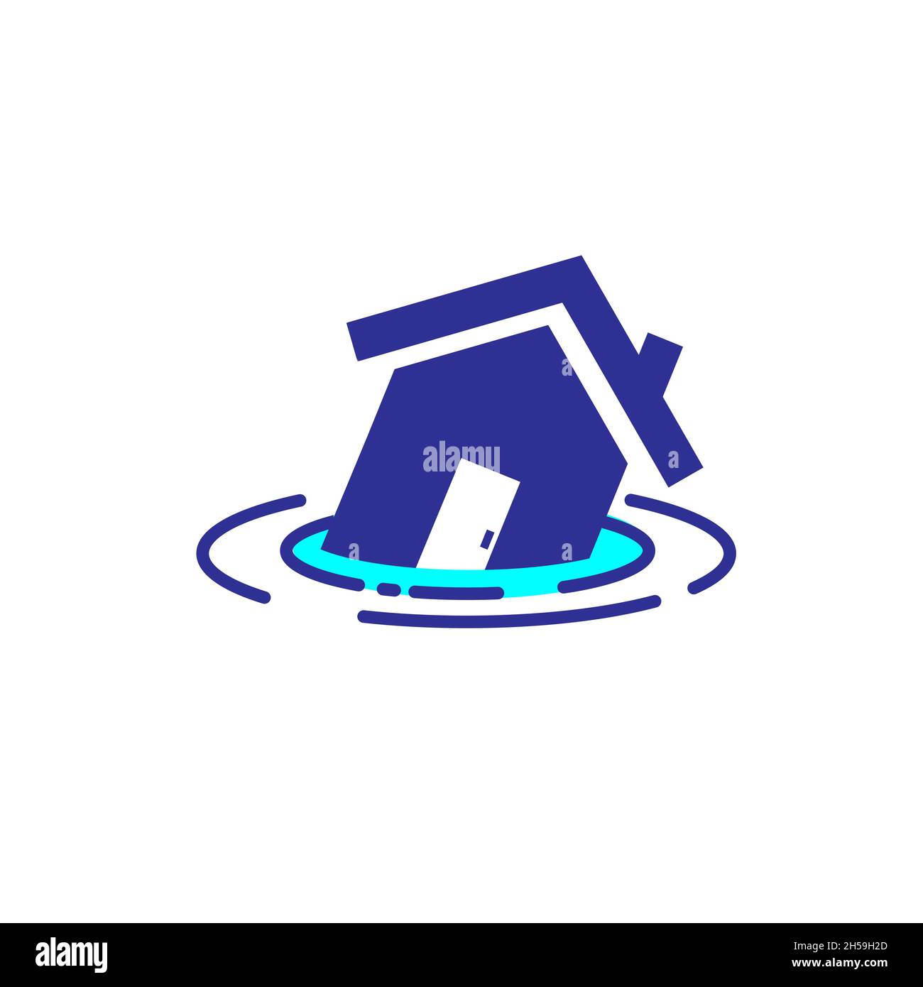 flooding house icon illustration vector on white background Stock ...