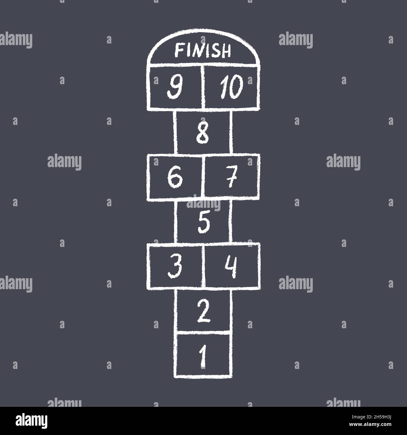 Hopscotch kid activity game. Hopscotch with white numbers drawn in ...