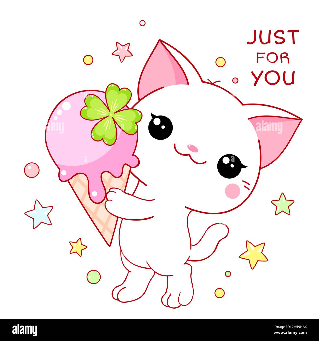 Cat Eating Ice Cream Clipart