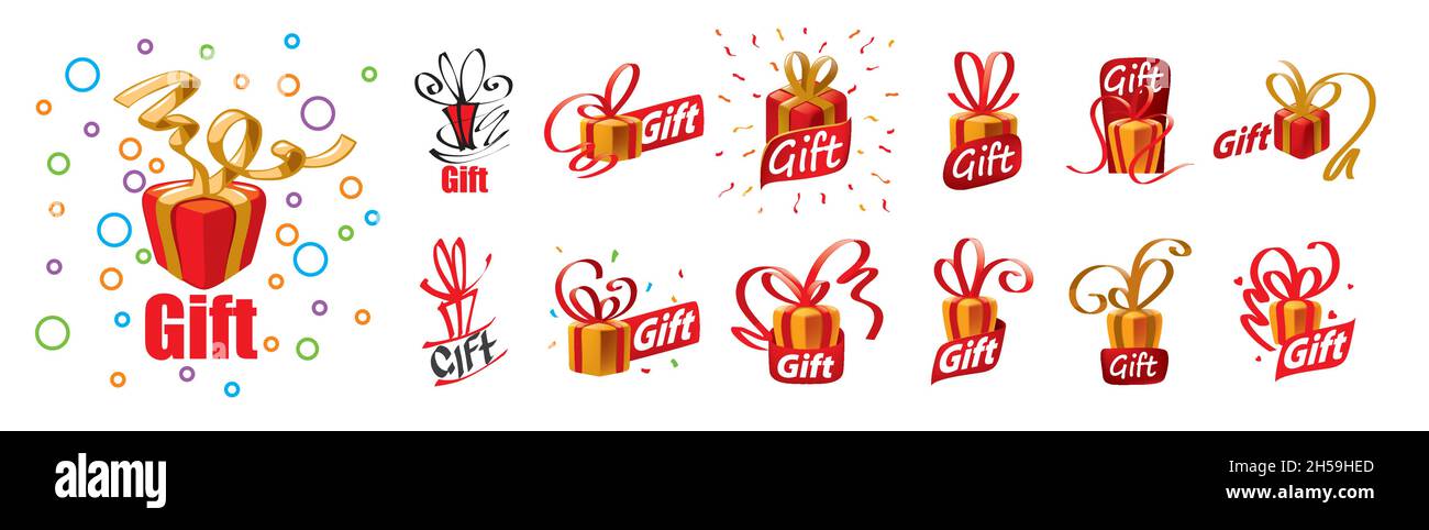 A set of vector gift logos on a white background Stock Vector Image ...