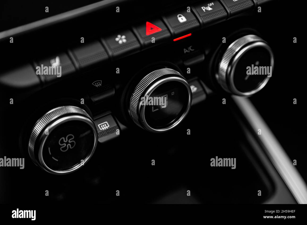 Close up Instrument automobile panel with climat control view with air ...