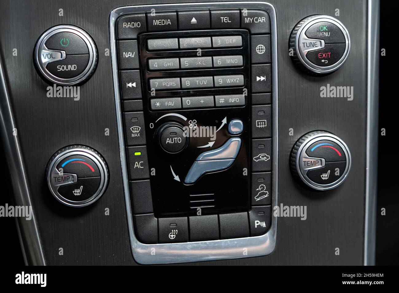 Close up Instrument automobile panel with climat control view with air ...