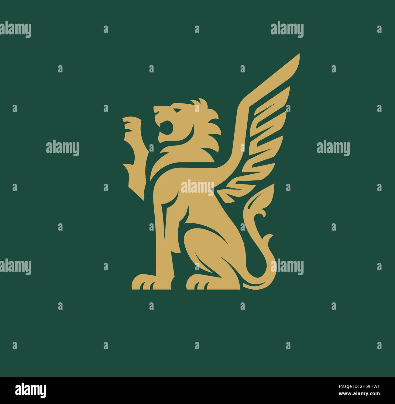 creative lion wing logo vector illustration, Winged Lion ancient ...