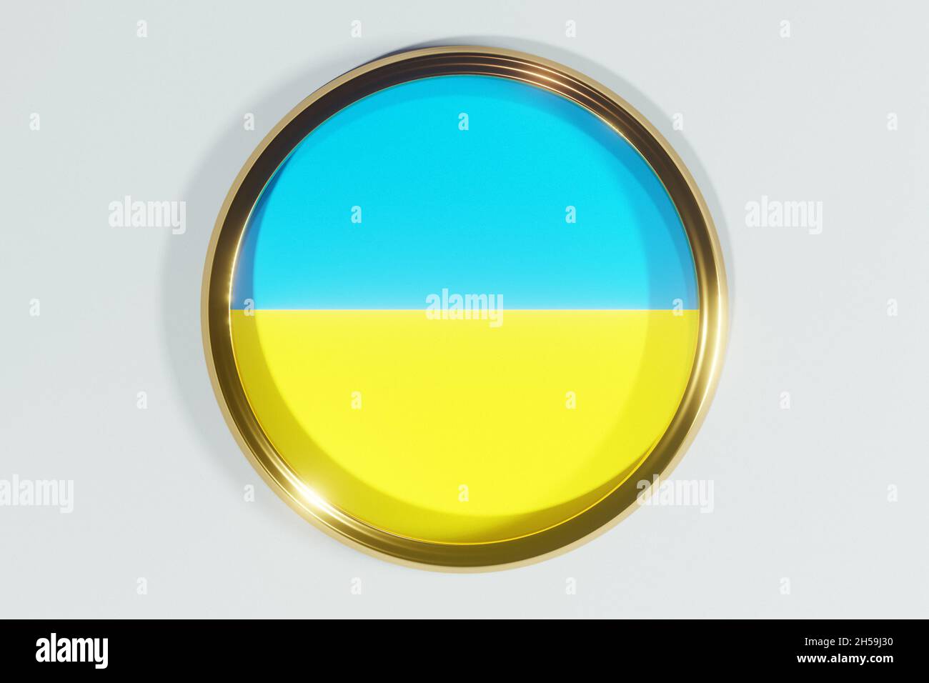 The national flag of Ukraine in the form of a round window. Flag in the ...