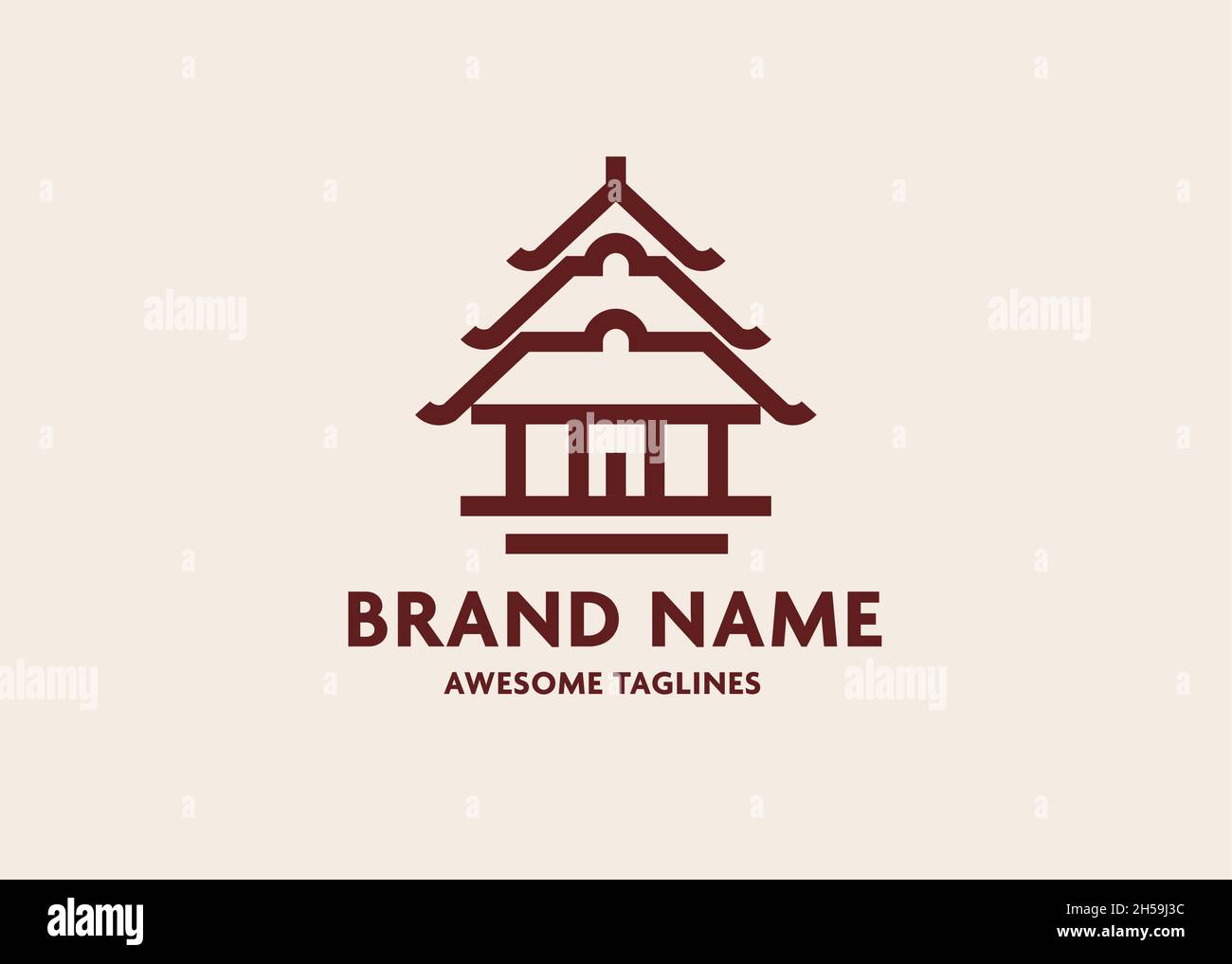 Asian Architecture Logo Abstract linear Design vector illustration ...