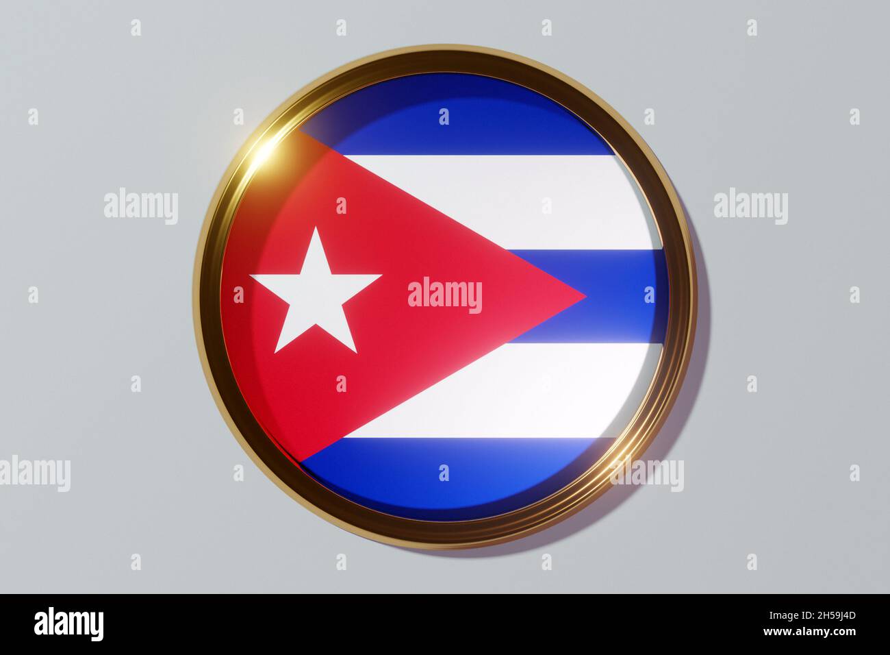 The national flag of Cuba in the form of a round window. Flag in the ...