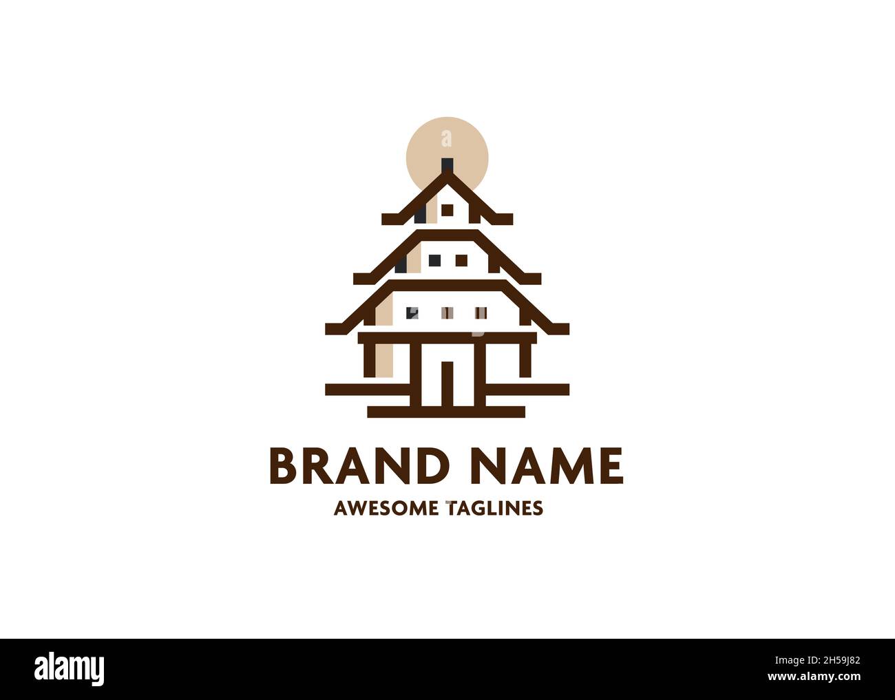 Asian Architecture Logo Abstract linear Design vector illustration ...