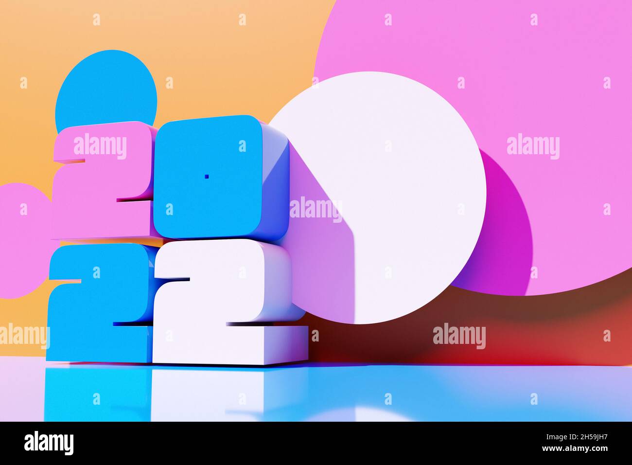 3D illustration colorful inscription 2022 on a geometric background ... 3D illustration colorful inscription 2022 on a geometric background ...