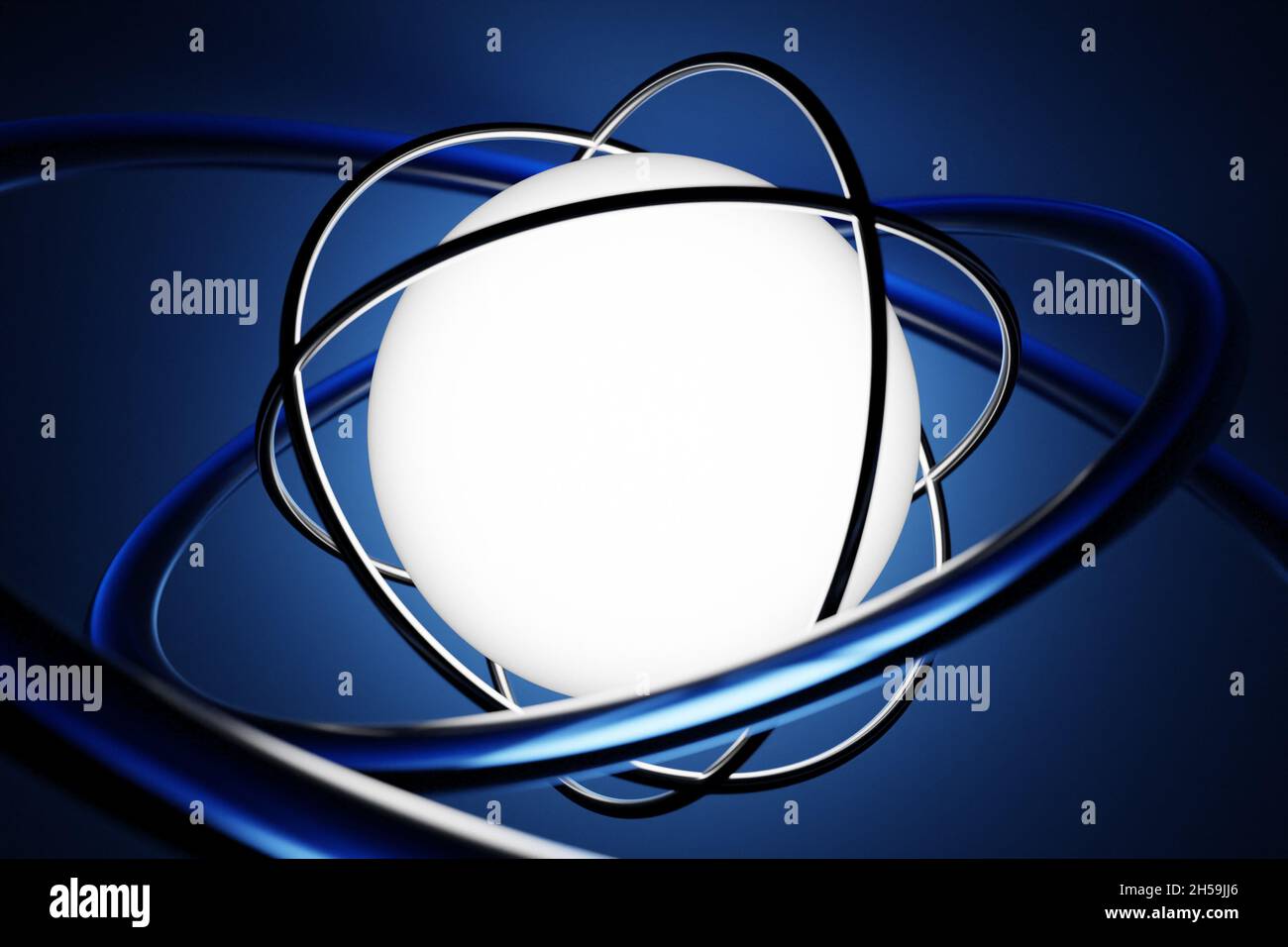 3d illustration model of a solar system with orbiting planets in orbits ...