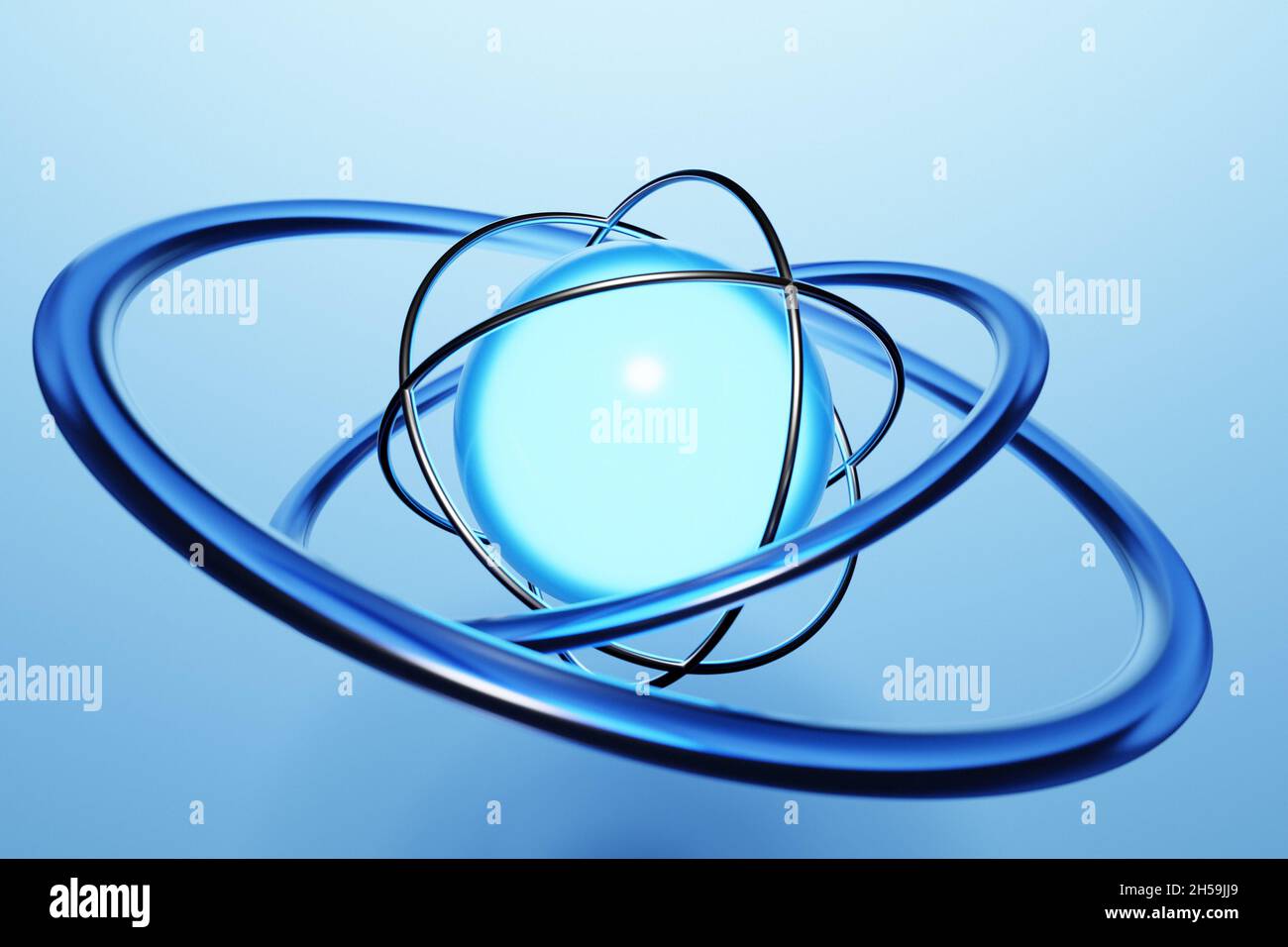 3d illustration model of a solar system with orbiting planets in orbits ...